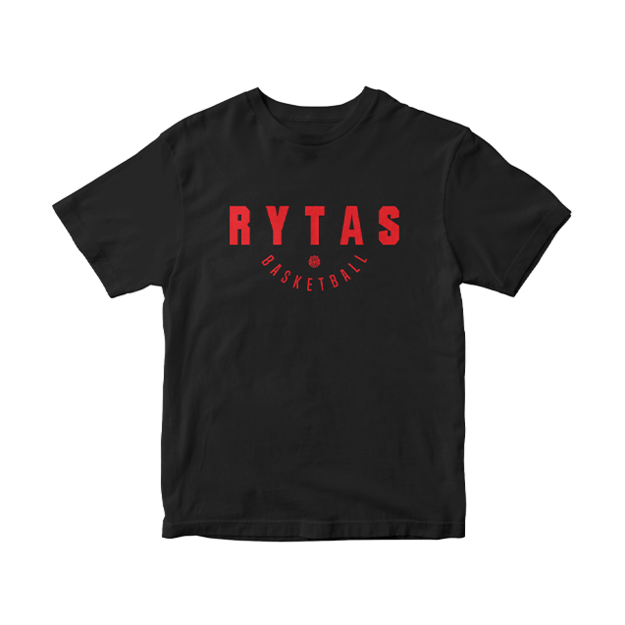 Marškinėliai „RYTAS BASKETBALL”, juodi – Vilniaus Ryto parduotuvė